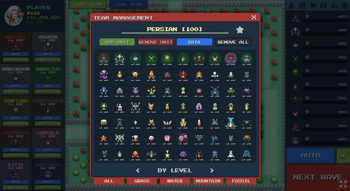 PokePath TD Max Level Stats: Every Pokémon at Level 100